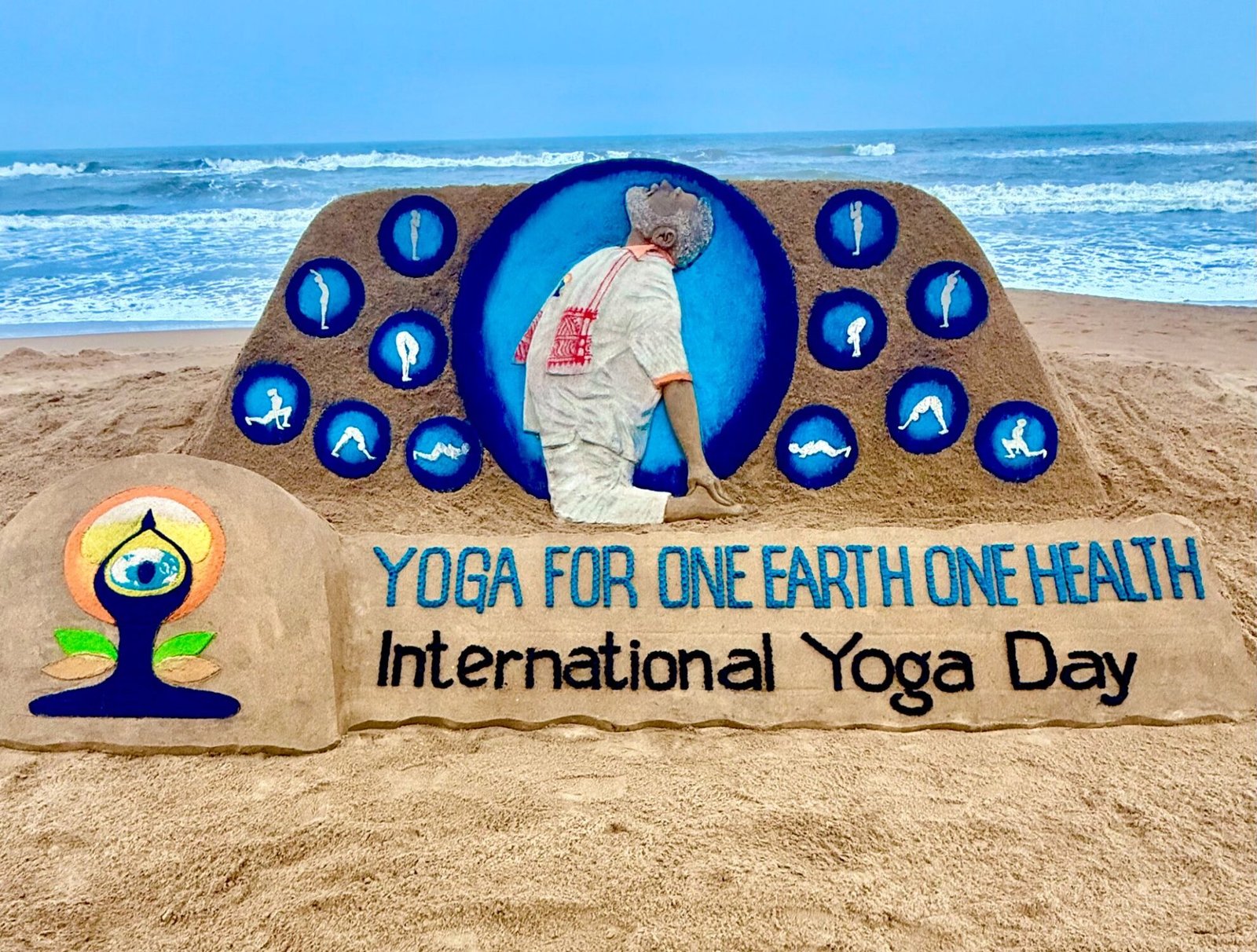 Sand Artist Sudarsan Pattnaik Pays Tribute To PM Modi In Assamese Gamosa On Yoga Day 2025 ...